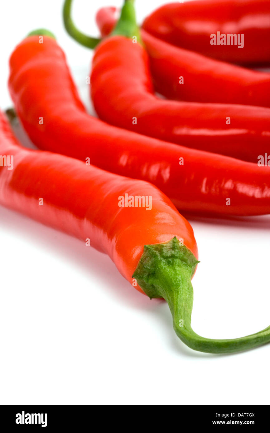 five red chilli peppers Stock Photo - Alamy