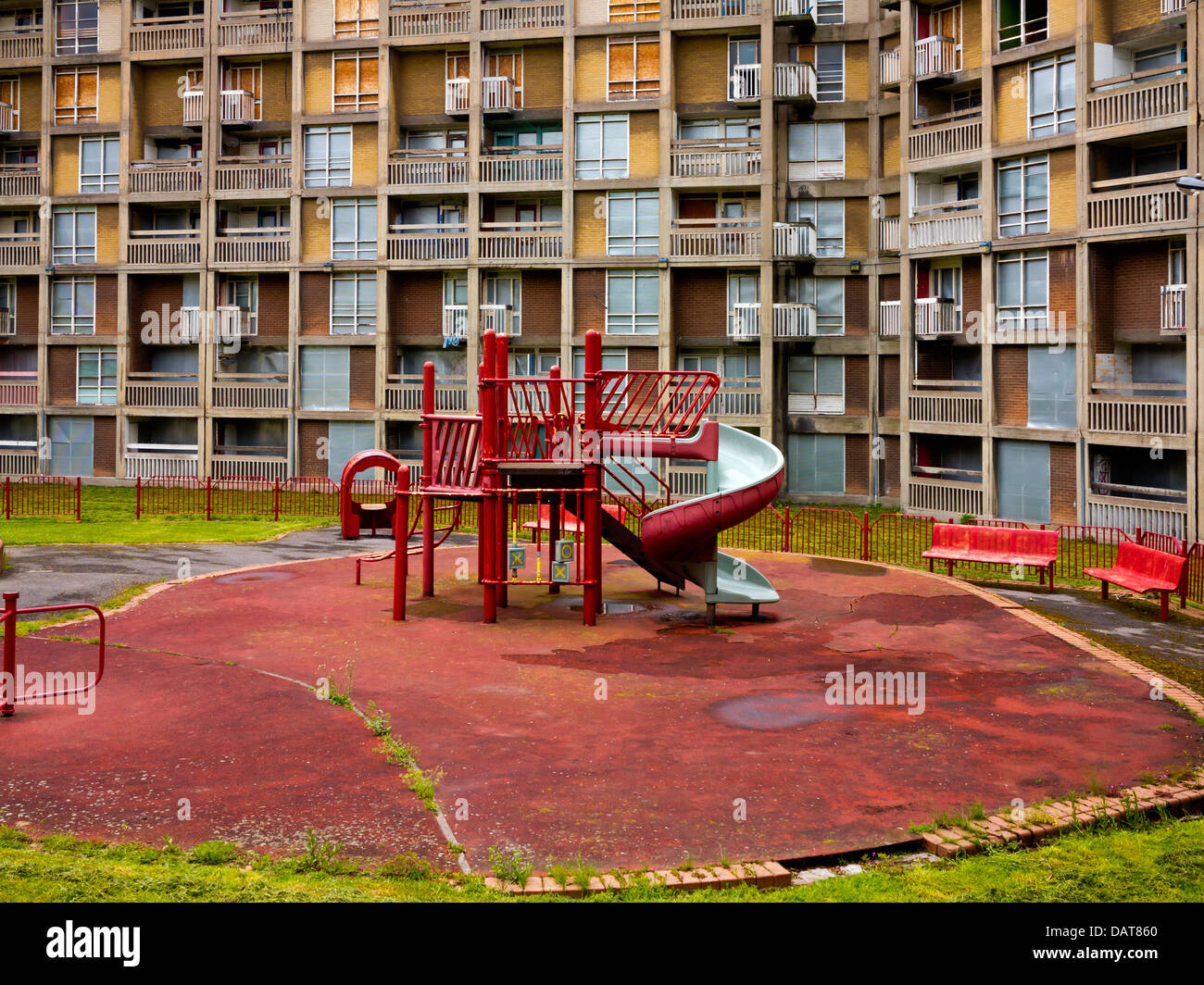 Playground at Park Hill flats Sheffield England UK a listed building ...