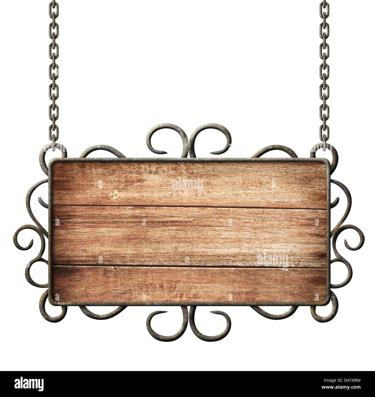 medieval sign with chains isolated on white Stock Photo - Alamy