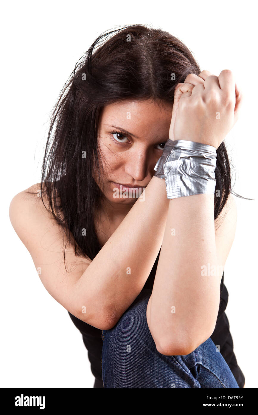 kidnapped young woman Stock Photo - Alamy