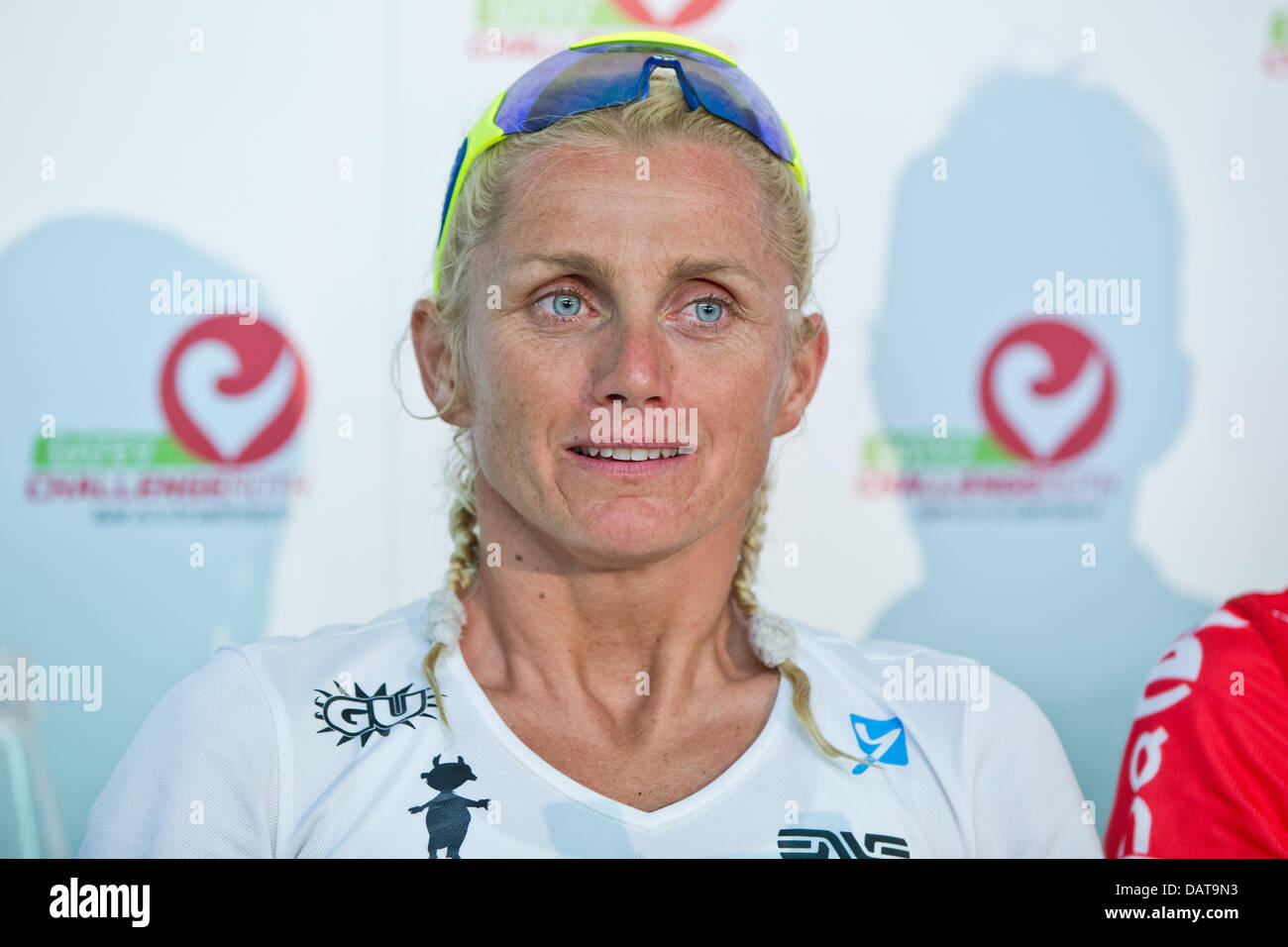 Dutch triathlete Yvonne van Vlerken is pictured during a press ...