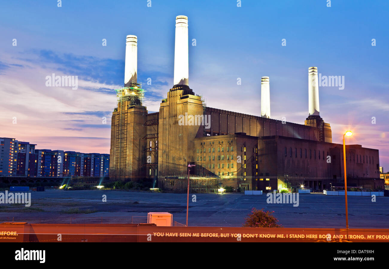 Battersea Power Station Night London UK Stock Photo - Alamy