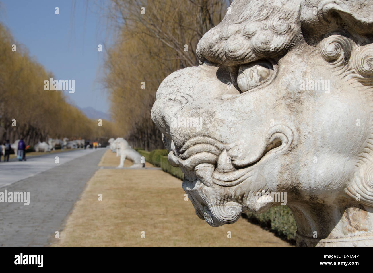 China, Beijing. Changling Sacred Way. 14th century Ming Dynasty, ornate ...