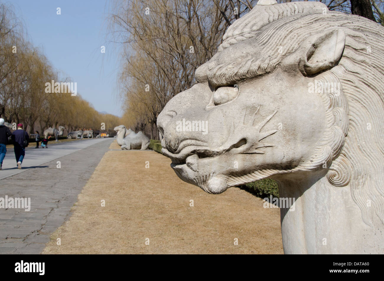 China, Beijing. Changling Sacred Way. 14th century Ming Dynasty, ornate ...