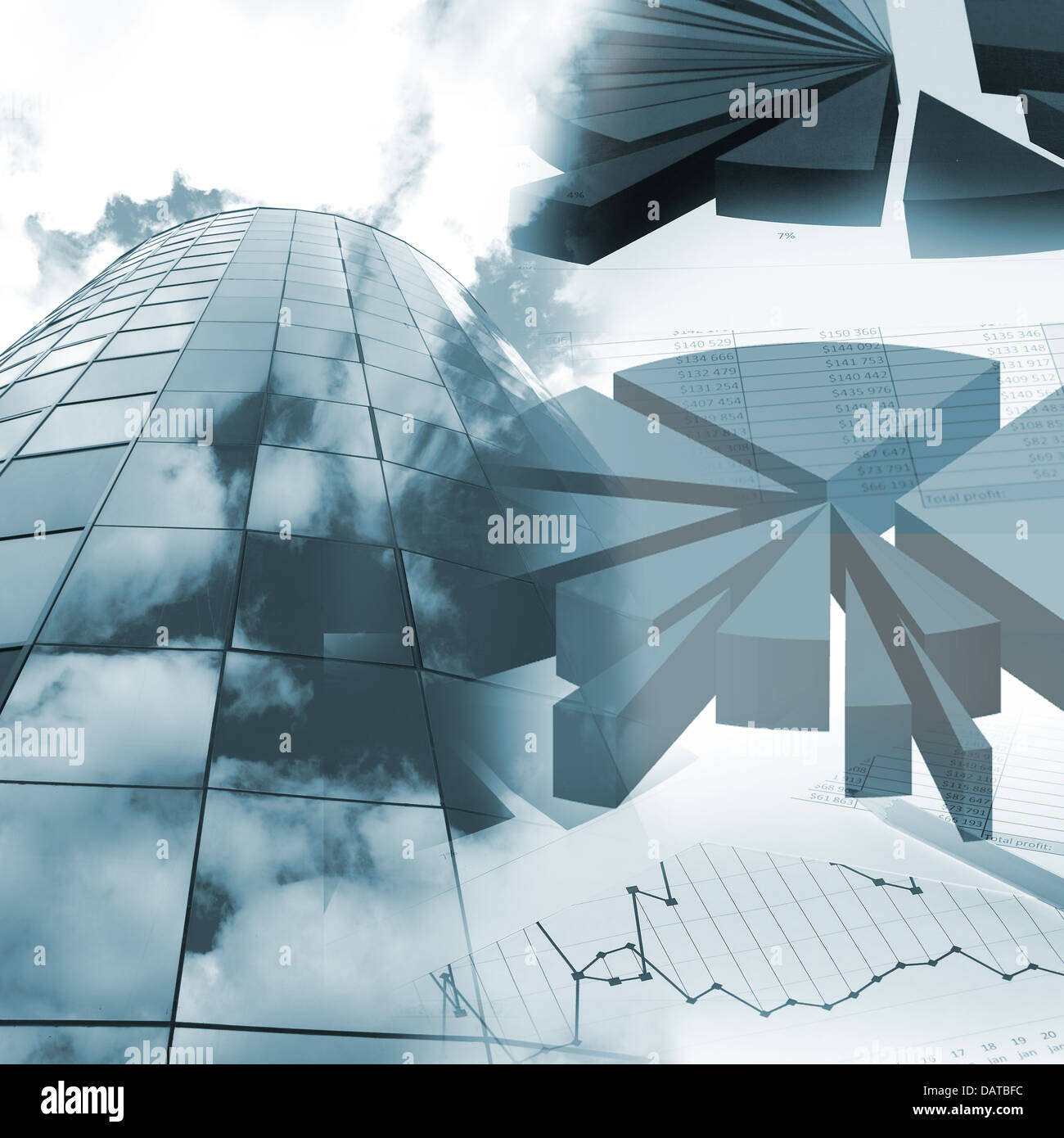 building and financial chart, business collage Stock Photo - Alamy