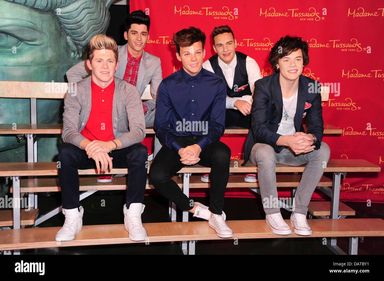 New York, NY. 18th July, 2013. One Direction Wax Figures inside for ...