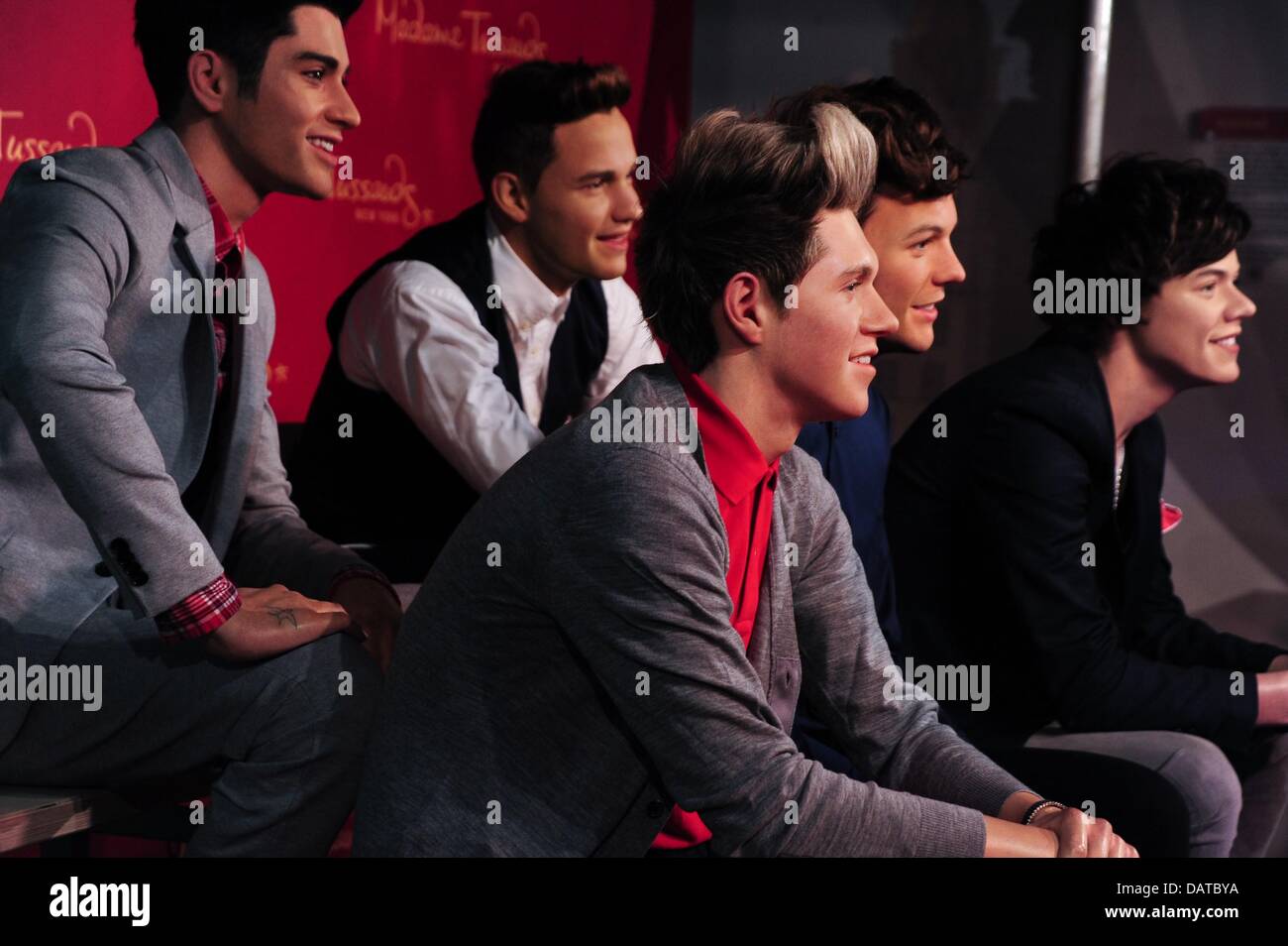 New York, NY. 18th July, 2013. One Direction Wax Figures inside for ...