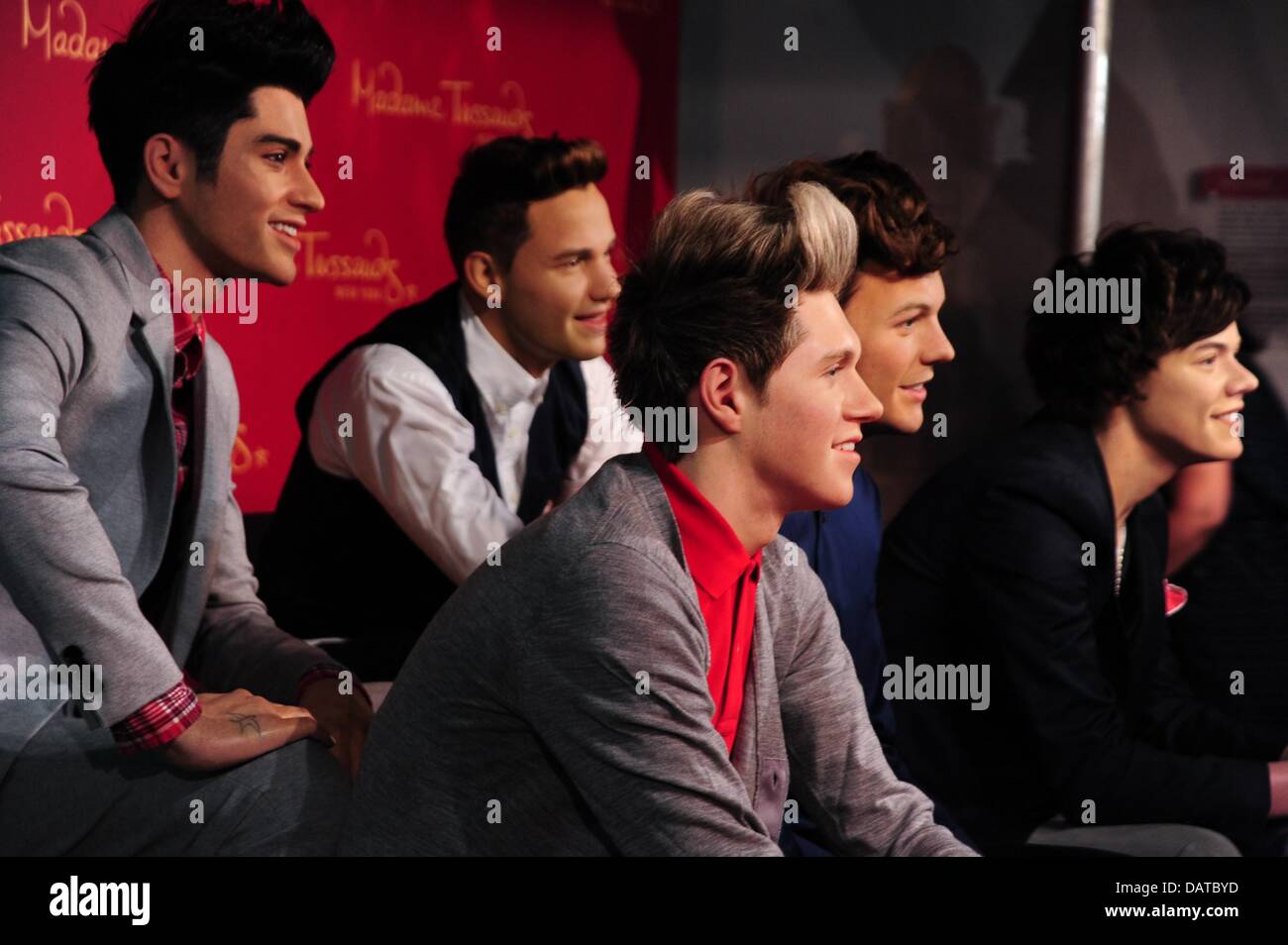 New York, NY. 18th July, 2013. One Direction Wax Figures inside for ...