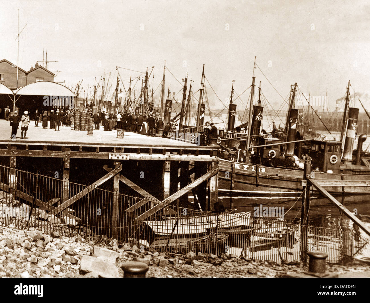 Blyth Fishing Boats early 1900s Stock Photo - Alamy