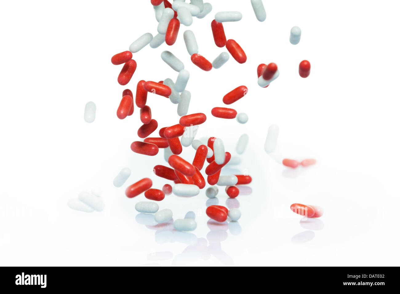 Closeup different medical pills falling hi-res stock photography and ...