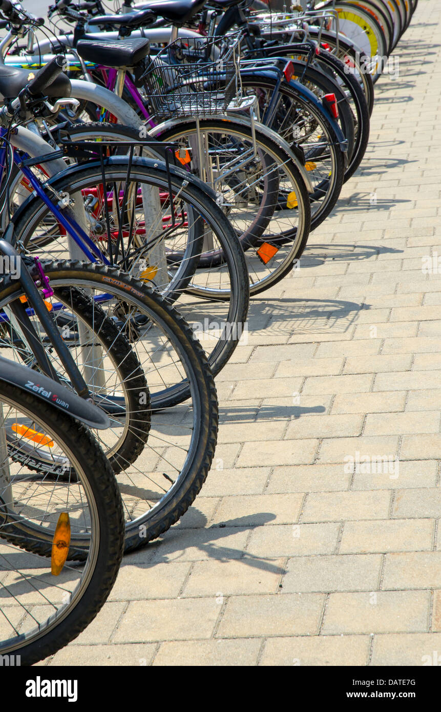 Parking Area For Bicycles In The City Stock Photo - Alamy
