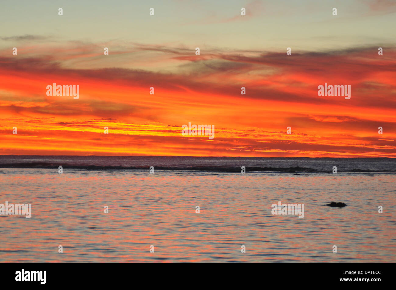 Sunset over Rarotonga, Cook Islands Stock Photo - Alamy