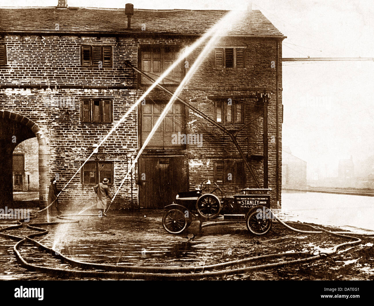 Sowerby Bridge Canal Wharf Fire Engine early 1900s Stock Photo - Alamy