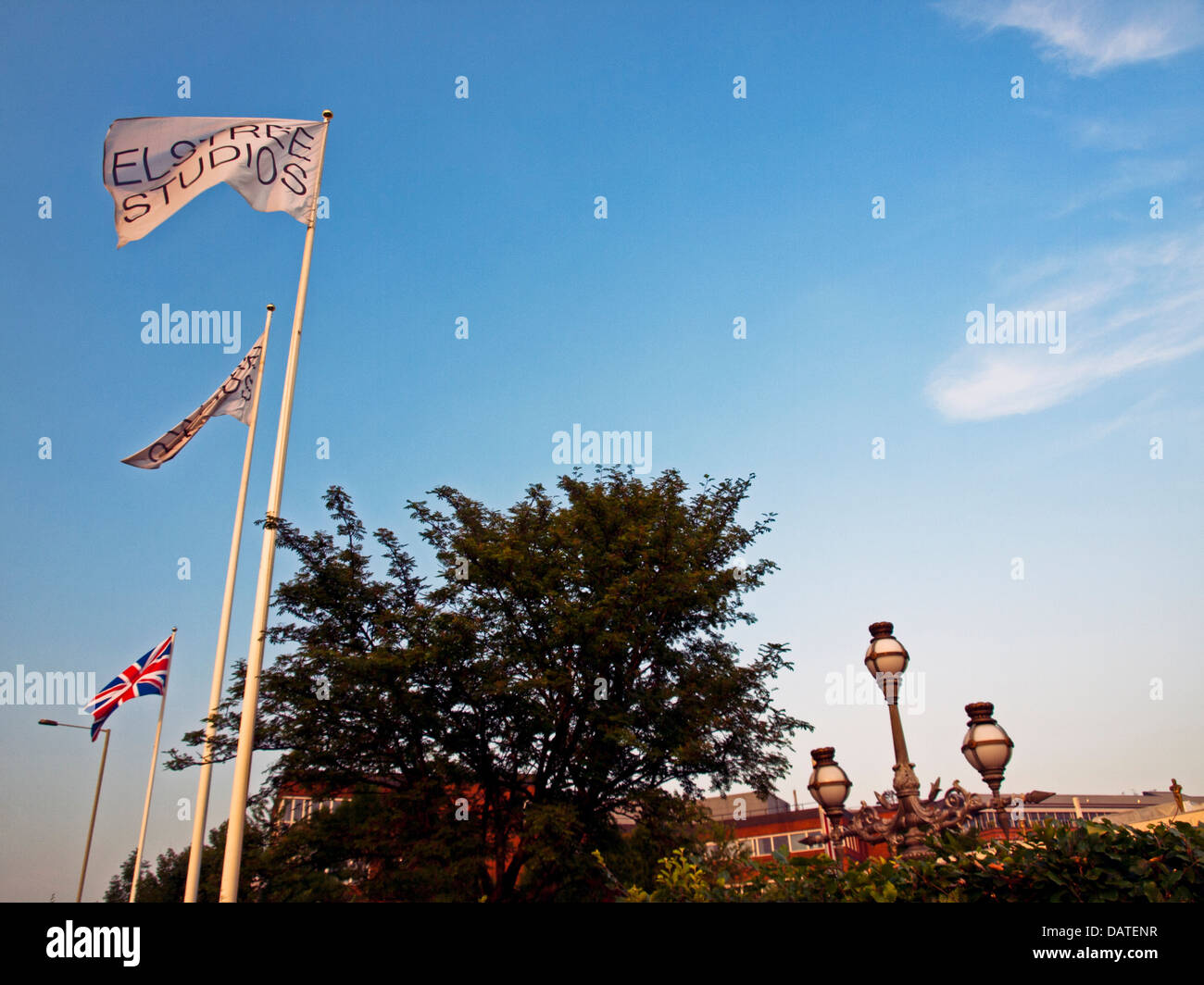 Elstree Studios and Union flags, Borehamwood, Hertfordshire, England ...