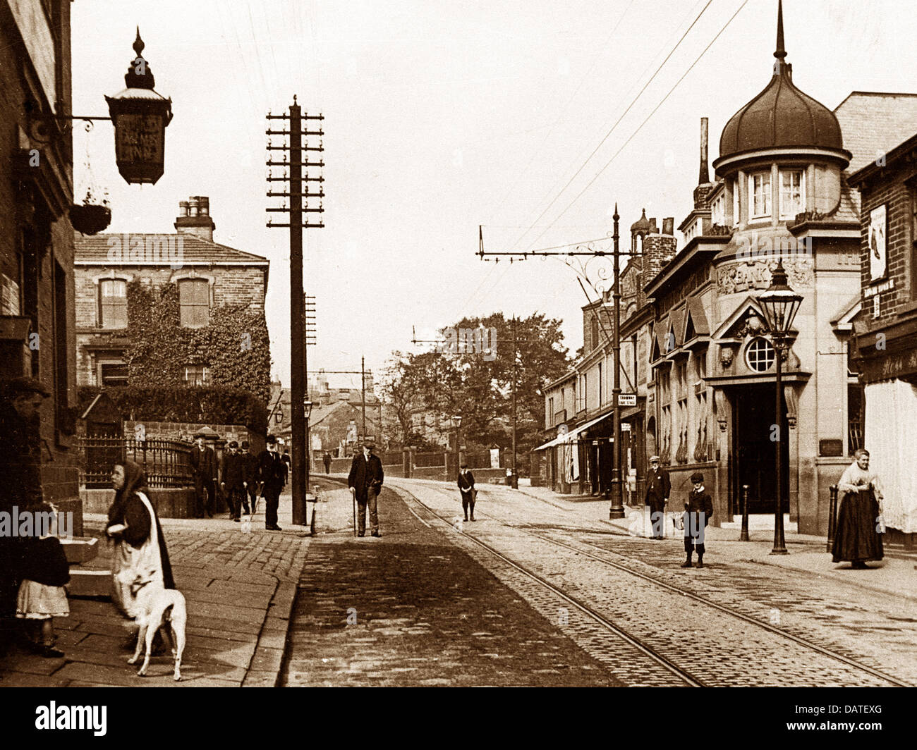 Bramley Town Street early 1900s Stock Photo - Alamy
