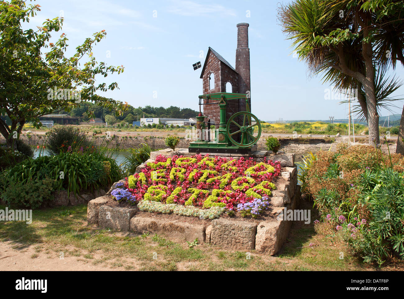 flower beds at hayle harbour world heritage site, hayle, cornwall, uk ...