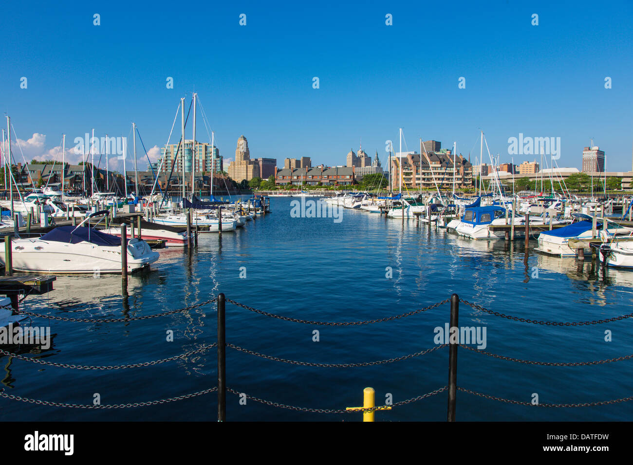 Erie Basin Marina on Lake Erie with city of Buffalo skyline in ...