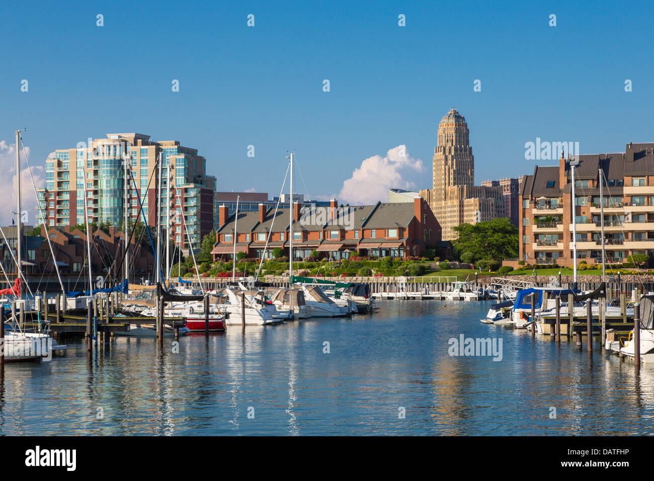 Erie Basin Marina on Lake Erie with city of Buffalo skyline in ...