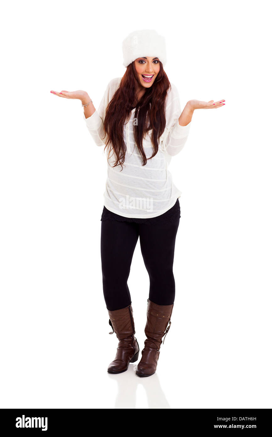 cute young woman full length portrait isolated on white Stock Photo - Alamy