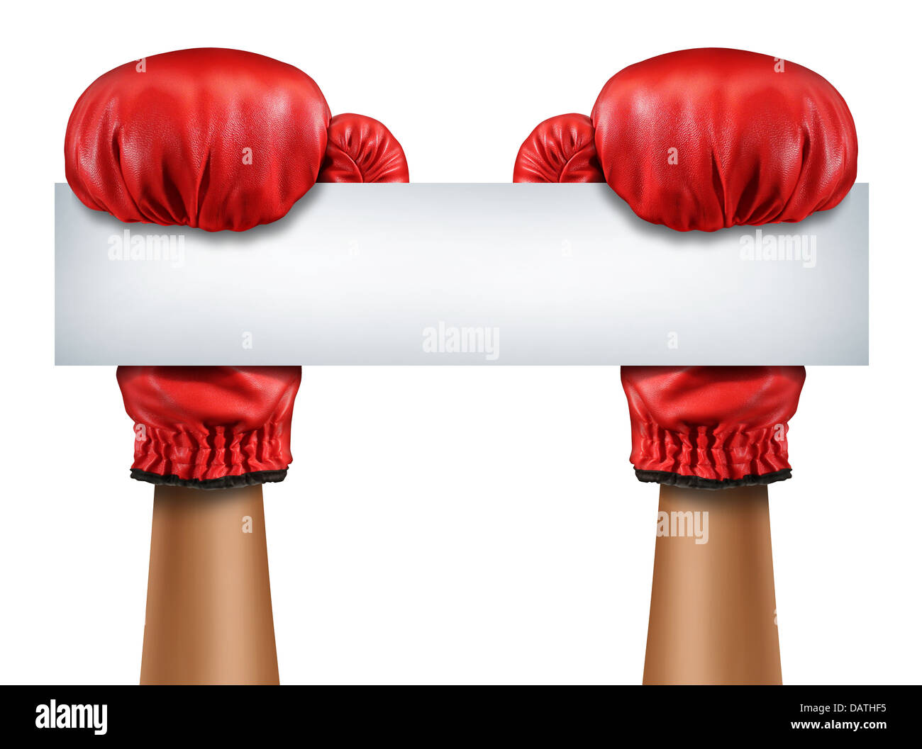 Boxing gloves blank sign as a fight and competition communication ...