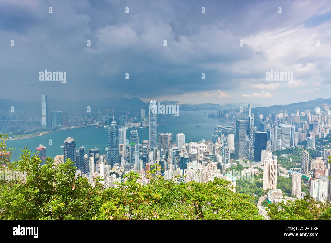 Hong Kong office buildings at storm Stock Photo - Alamy