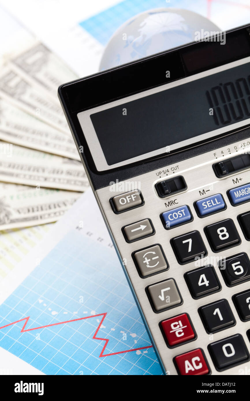 Money and calculator Stock Photo - Alamy