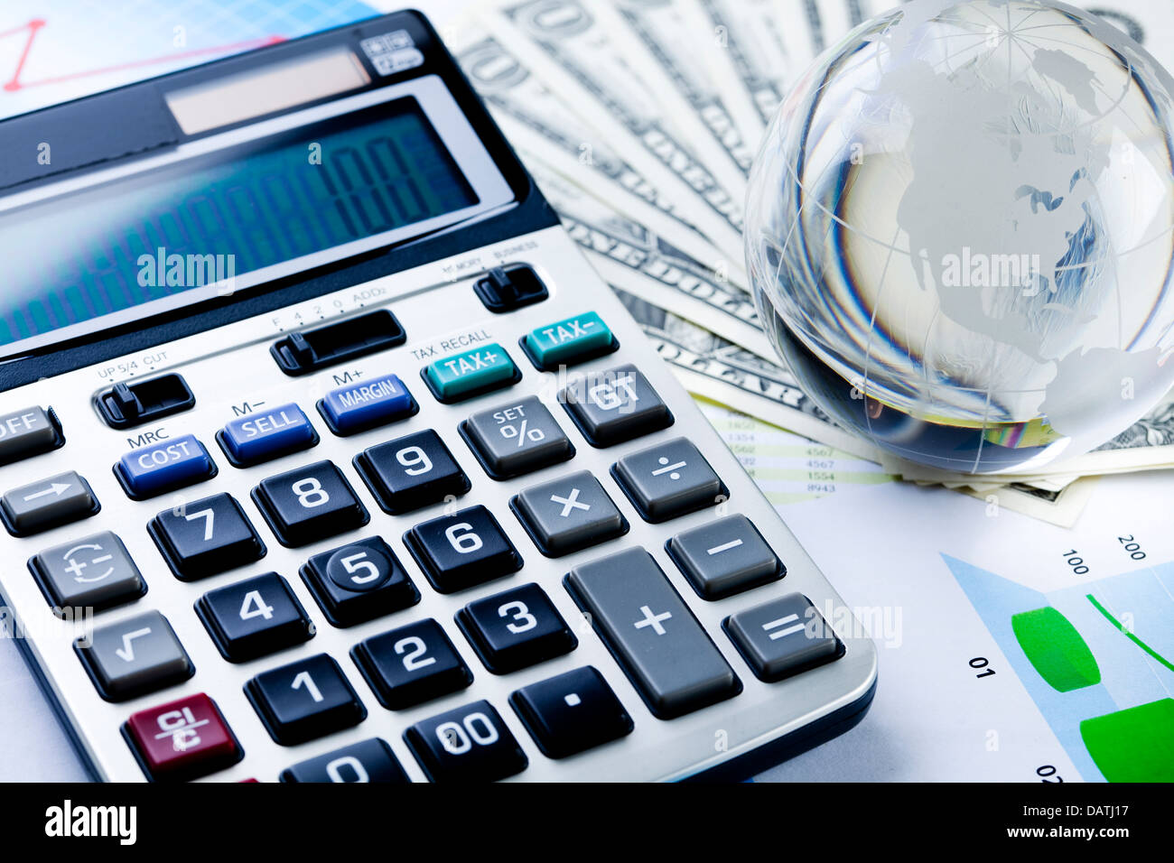 Money and calculator Stock Photo - Alamy