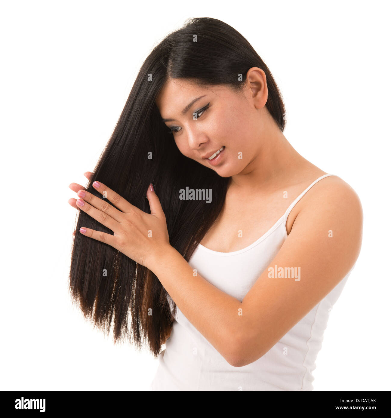 Applying hair cream Stock Photo - Alamy