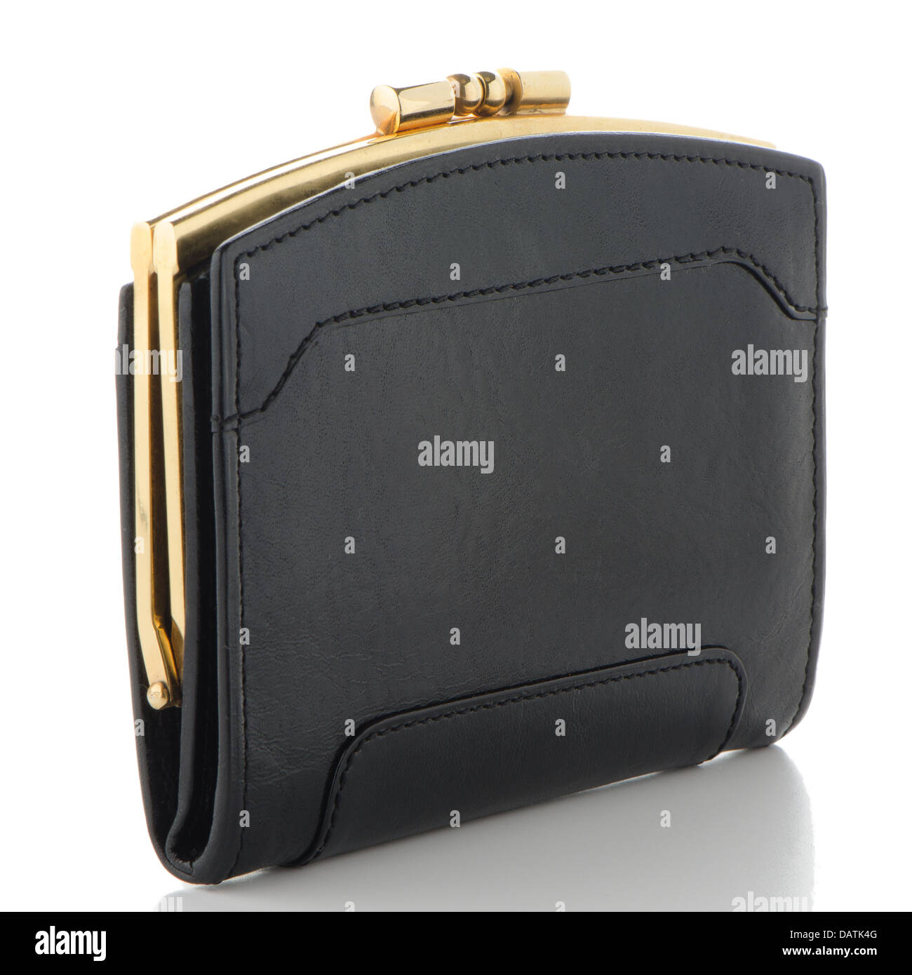 Black leather purse isolated on white background Stock Photo - Alamy