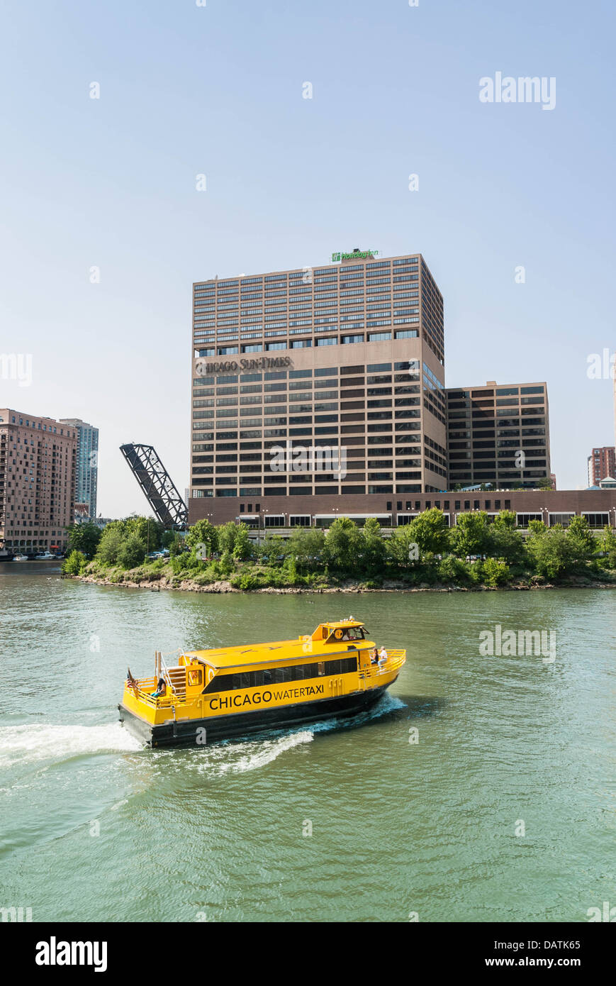 Chicago Water Taxi on Chicago river on June 20, 2013. The river bus ...