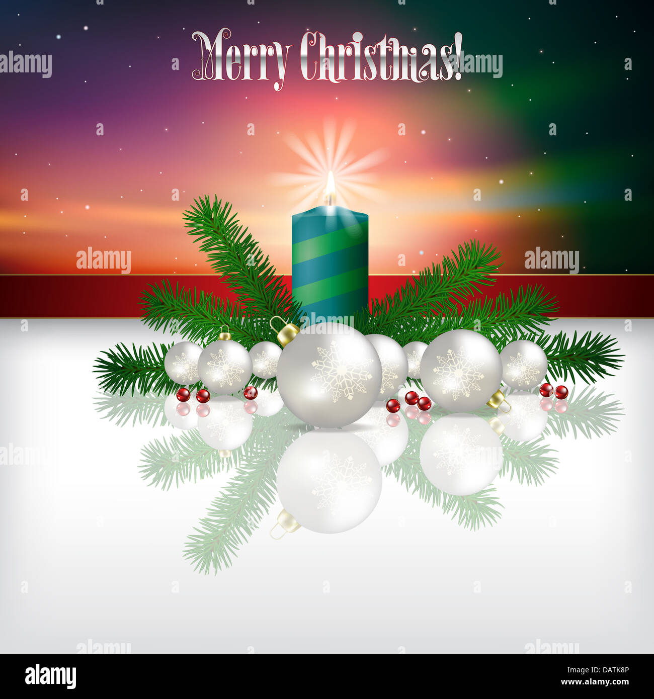 Abstract celebration background with Christmas decorations and candle ...