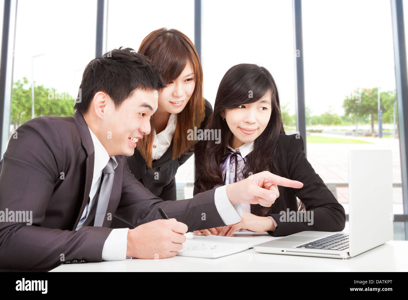 happy asian business team working in office Stock Photo - Alamy