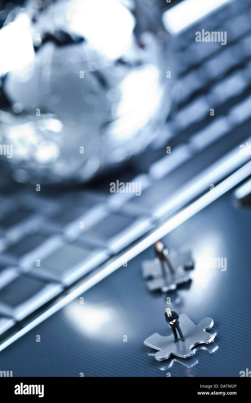 Figure man over computer background Stock Photo - Alamy