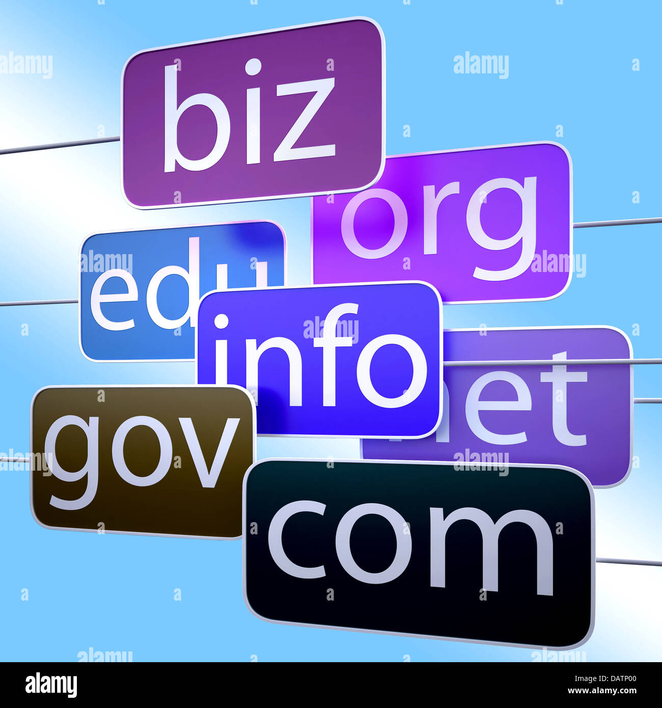 Blue Url Words Shows Org Biz Com Edu Stock Photo - Alamy