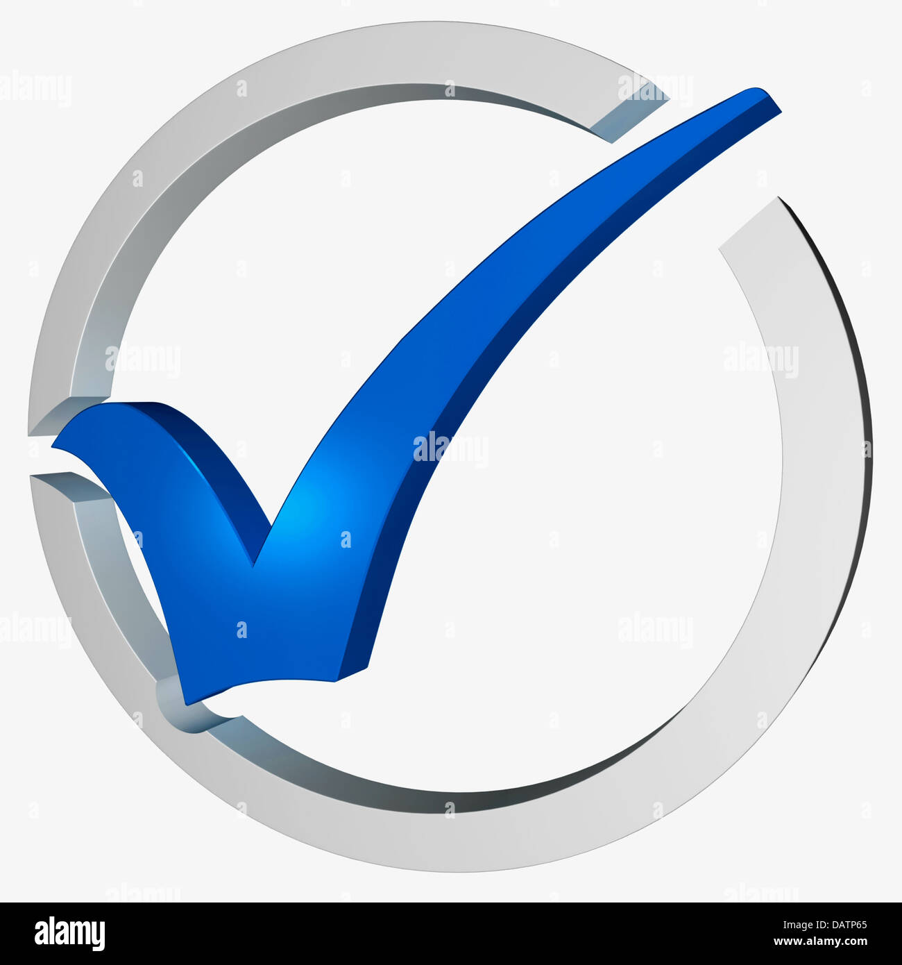 Blue Tick Circled Shows Checked and Verified Stock Photo - Alamy