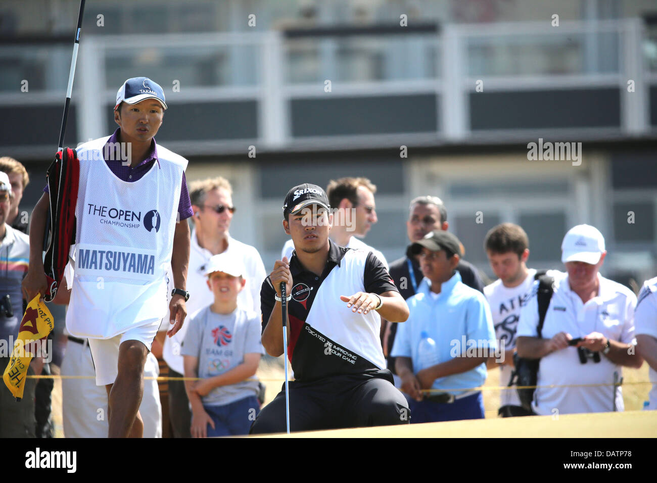 Gullane, East Lothian, Scotland. 18th , 2013. (R-L) Hideki Matsuyama ...
