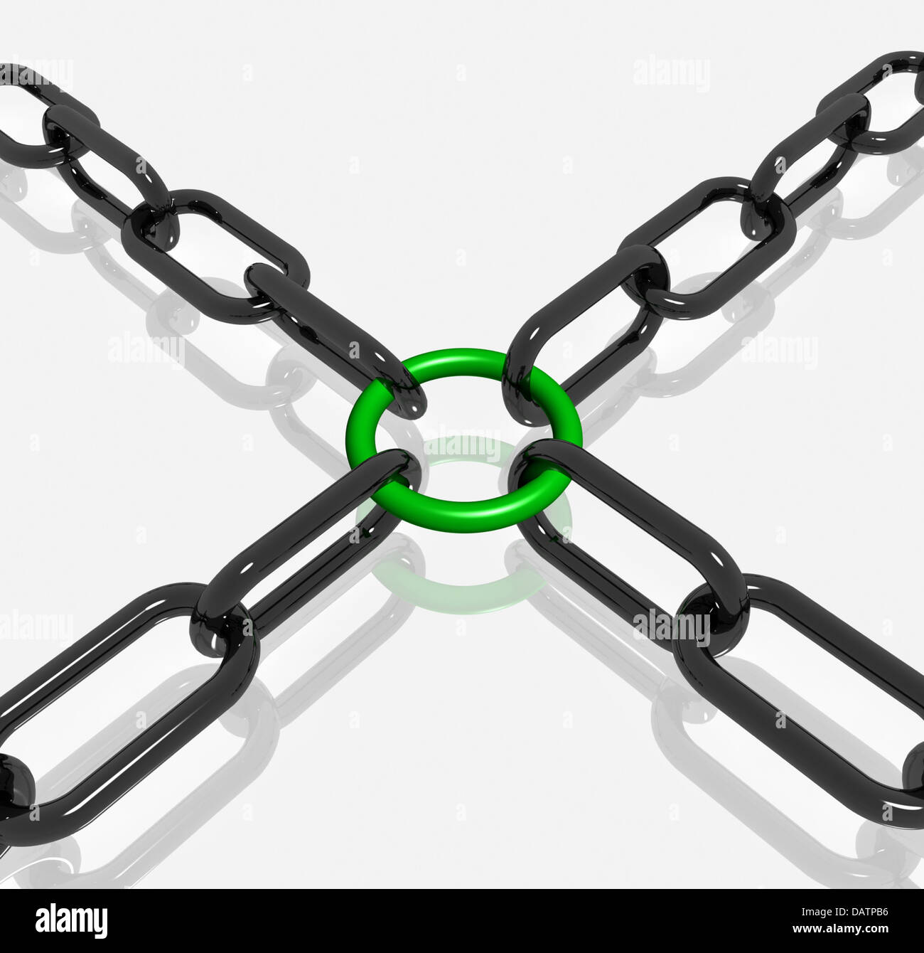 Green Link Chain Shows Strength Security Stock Photo - Alamy