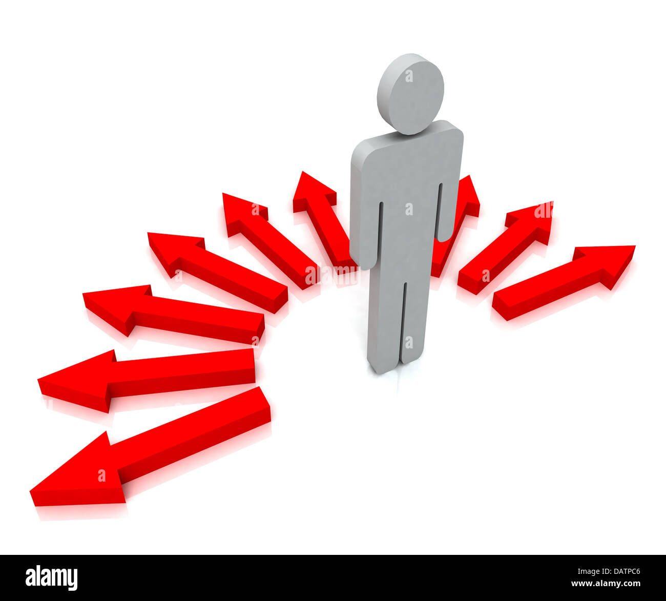 Person With Red Arrows Shows Many Choices Stock Photo - Alamy