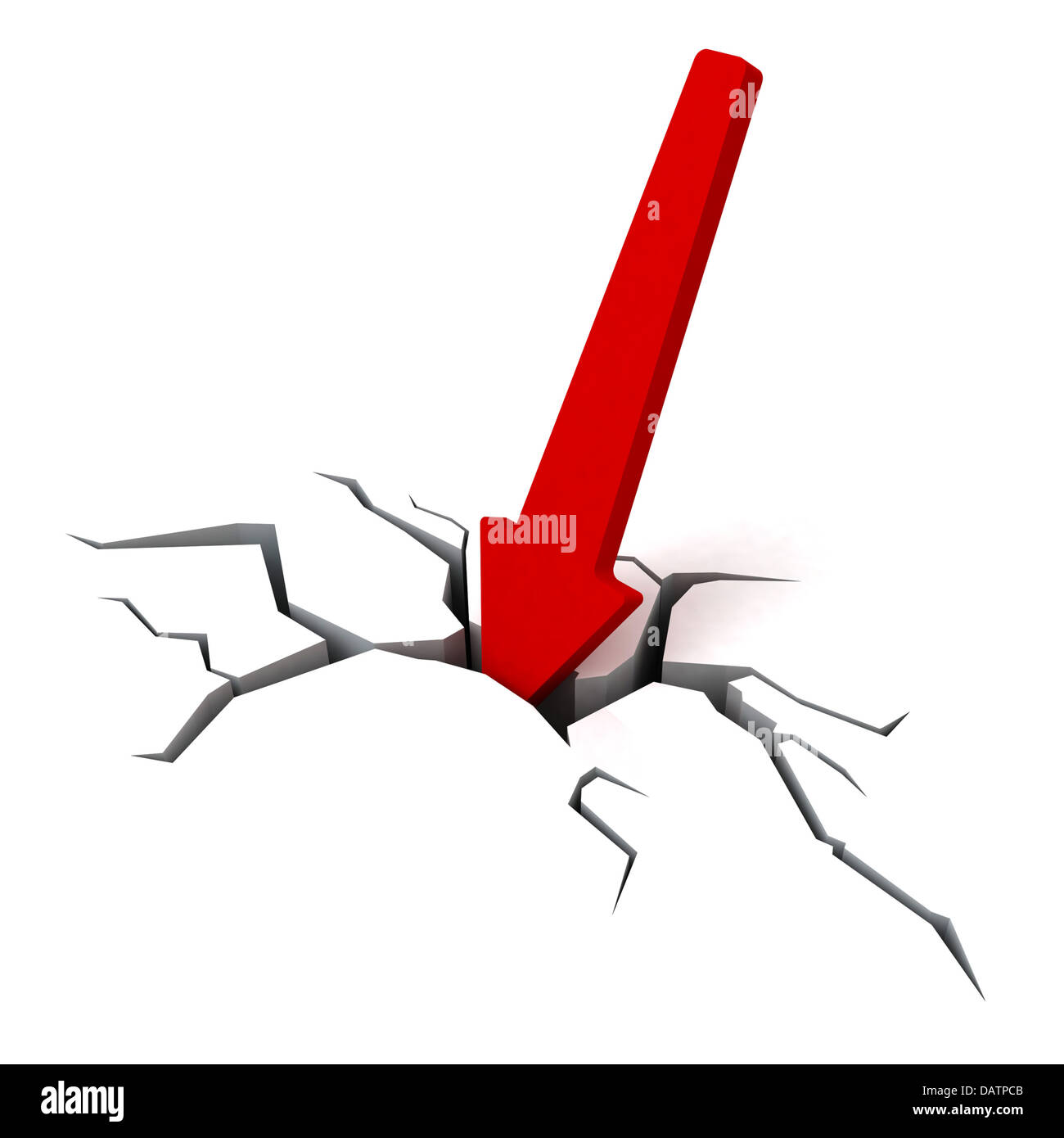 Blue Downward Arrow Shows Collapse Stock Photo - Alamy