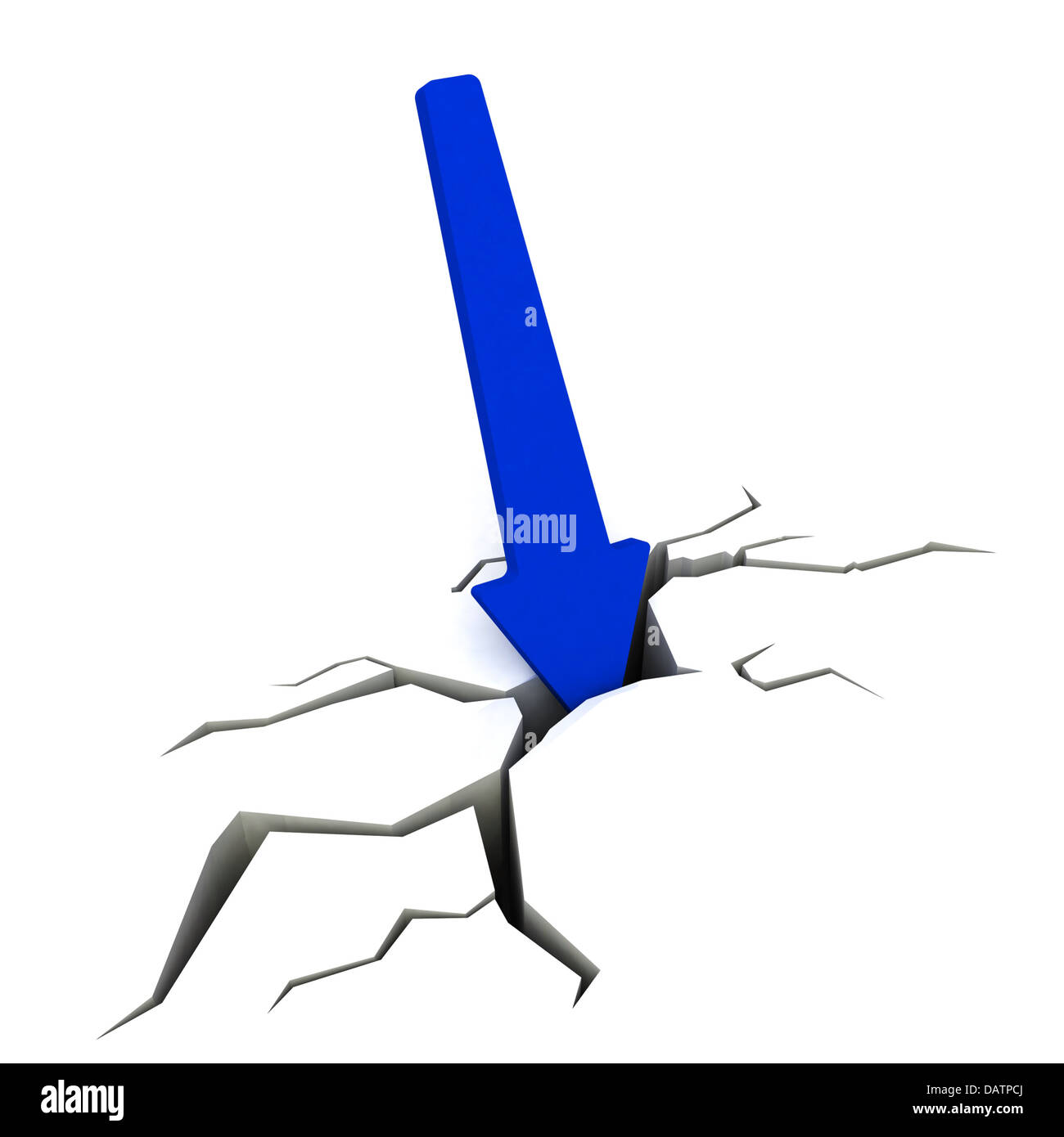 Blue Downward Arrow Shows Collapse Stock Photo - Alamy