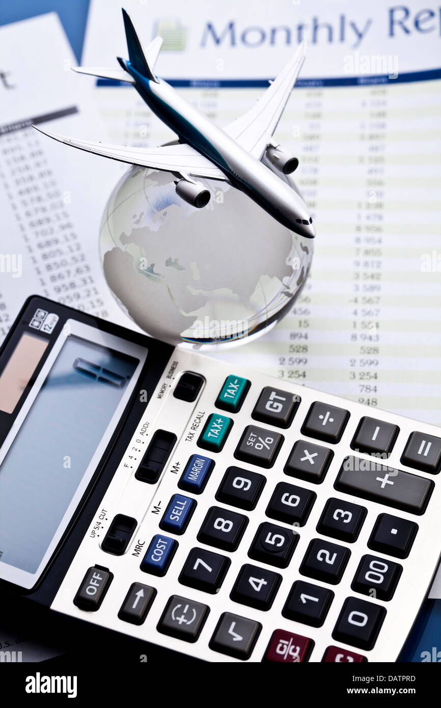 Airplane in finance and world Stock Photo - Alamy