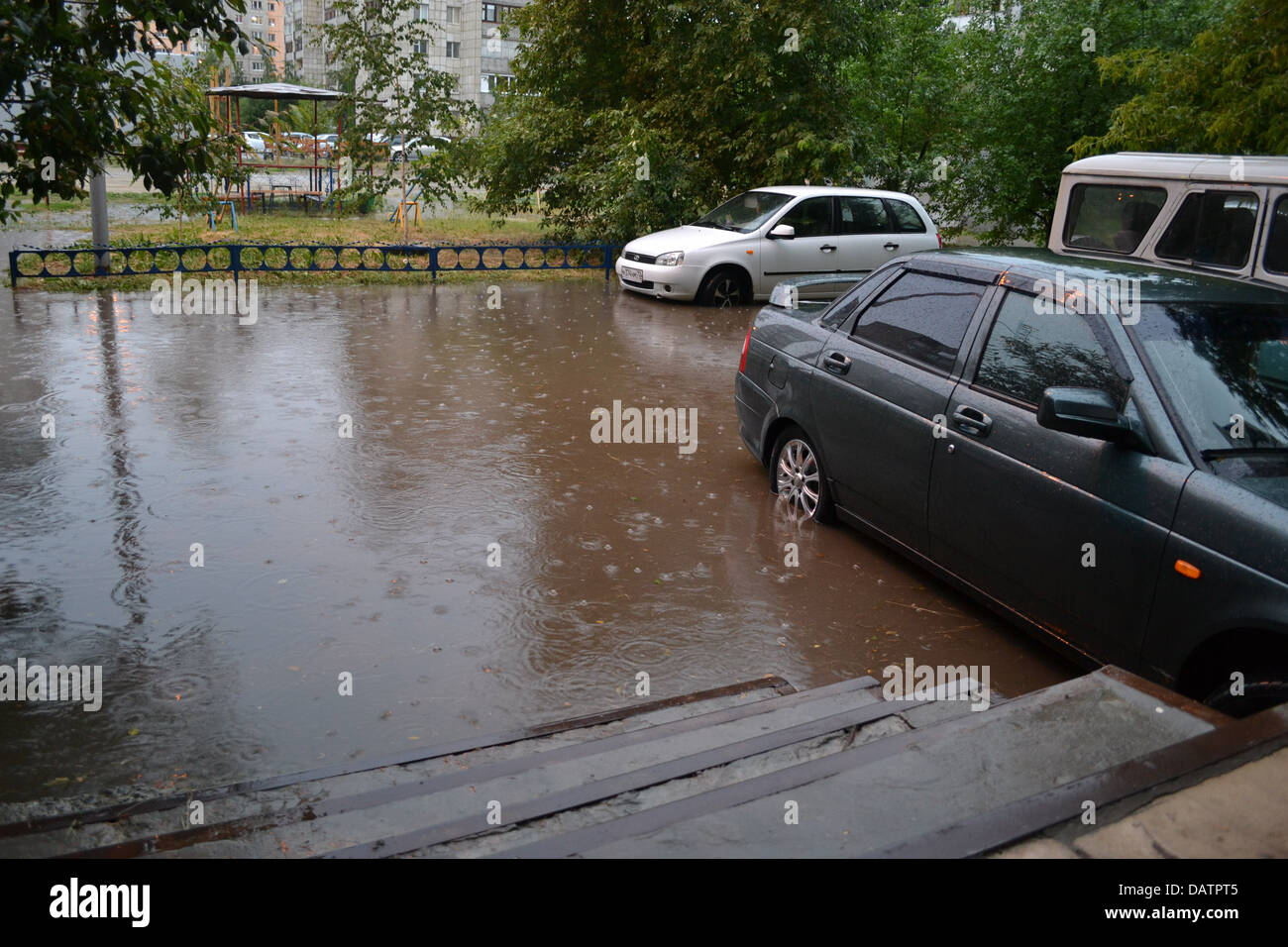 Big pools after a pouring rain Stock Photo - Alamy