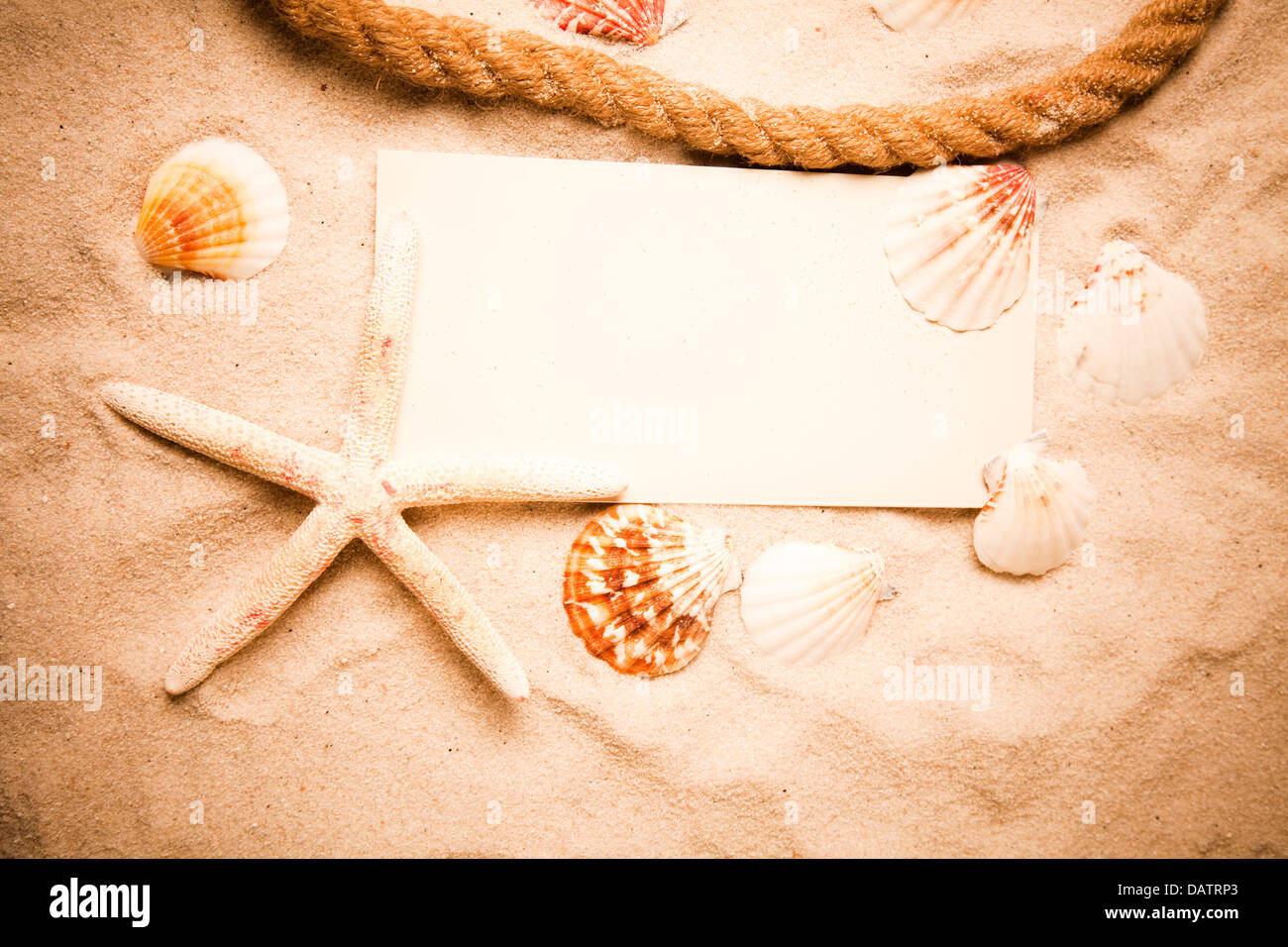 Sand and shell frame Stock Photo - Alamy