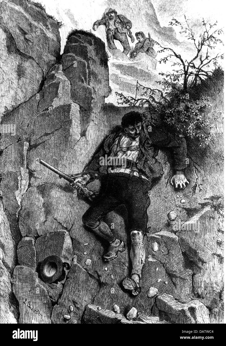 hunt, poacher, poacher seeking hiding-place, after drawing by L ...