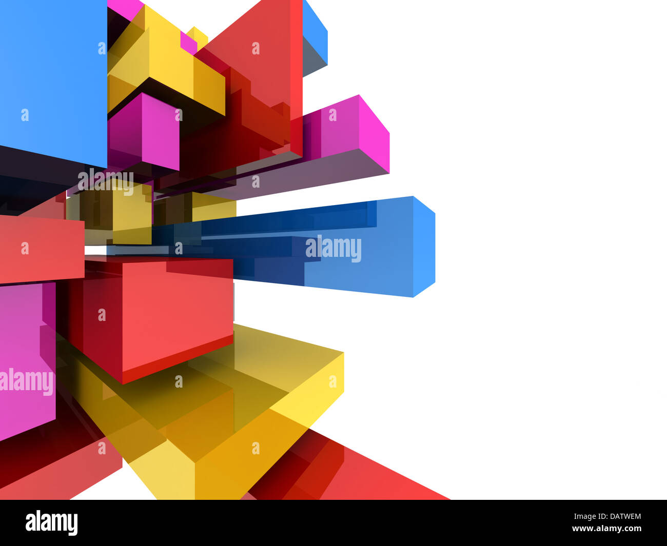 Colourful abstract square block composition background 3d illustration ...