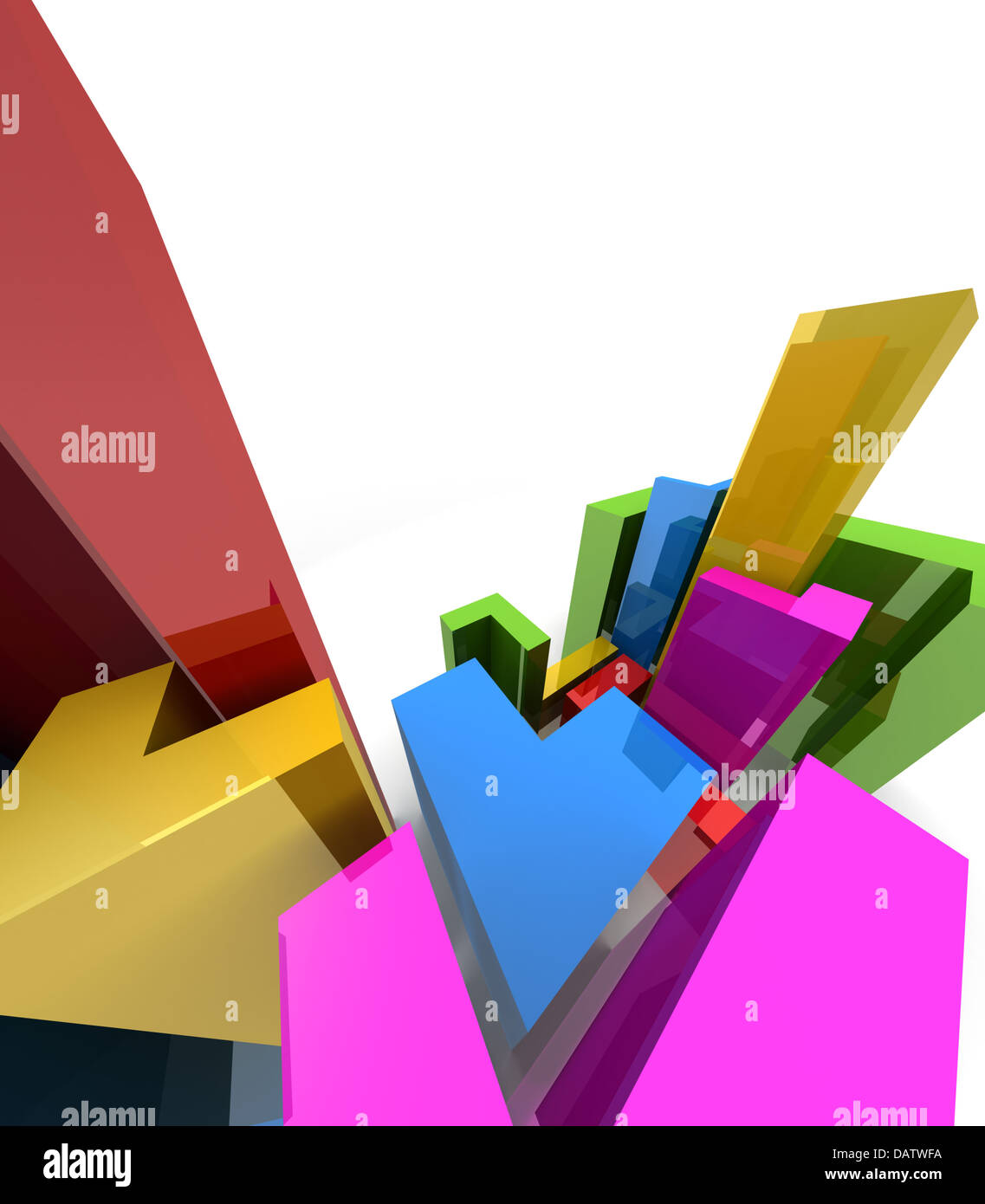 Colourful abstract L shape block composition background 3d illustration ...