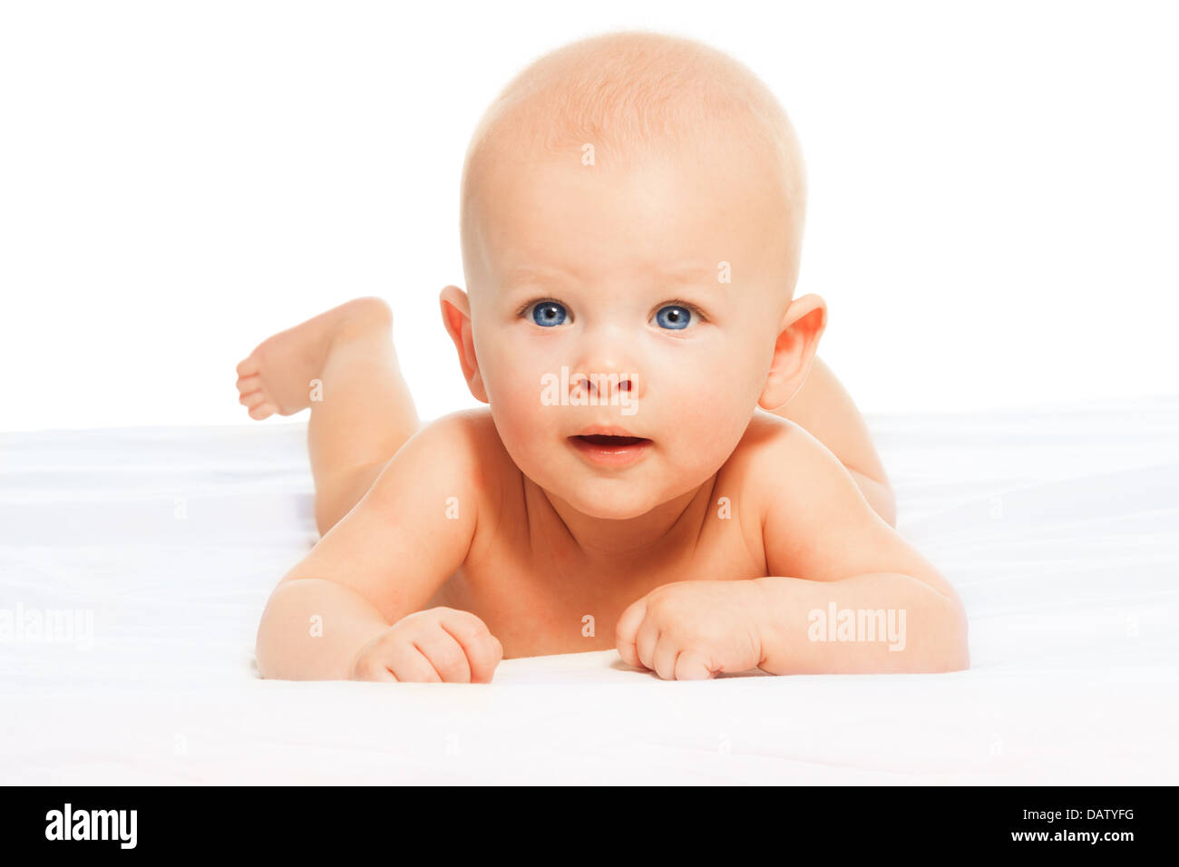 Cute little boy laying on blanket, isolated on white Stock Photo - Alamy