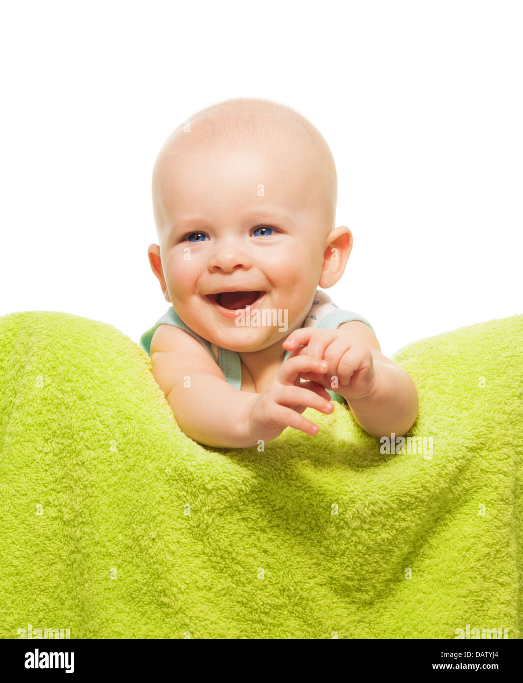 Close portrait of cute little baby boy laughing and smiling Stock Photo ...