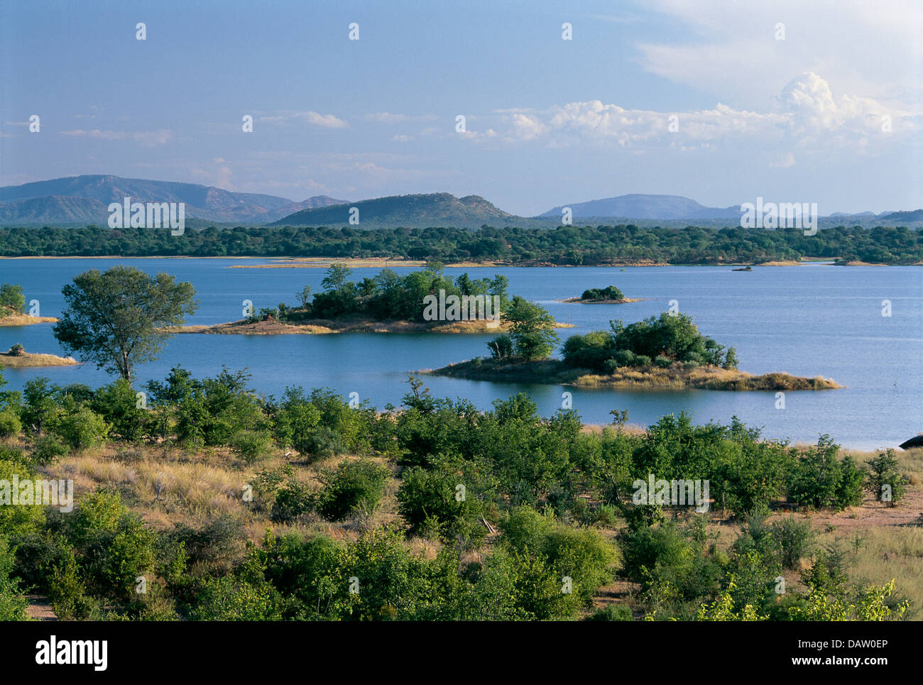 Lake Kariba scene with some islands in Matusadona National Park ...