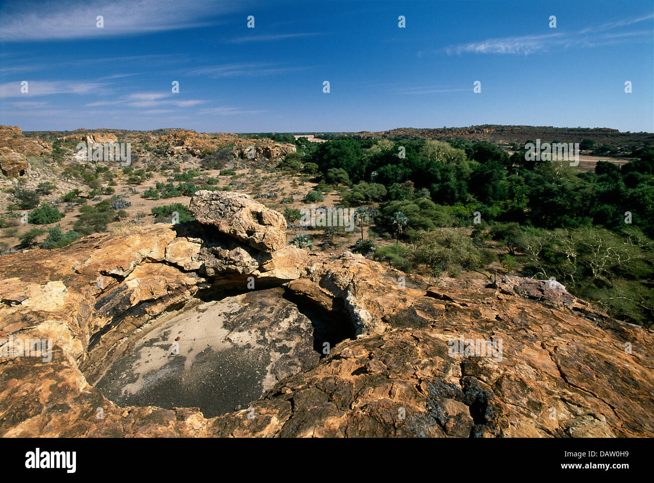 The Limpopo valley as seen from asandstone koppie, Mapungubwe National ...